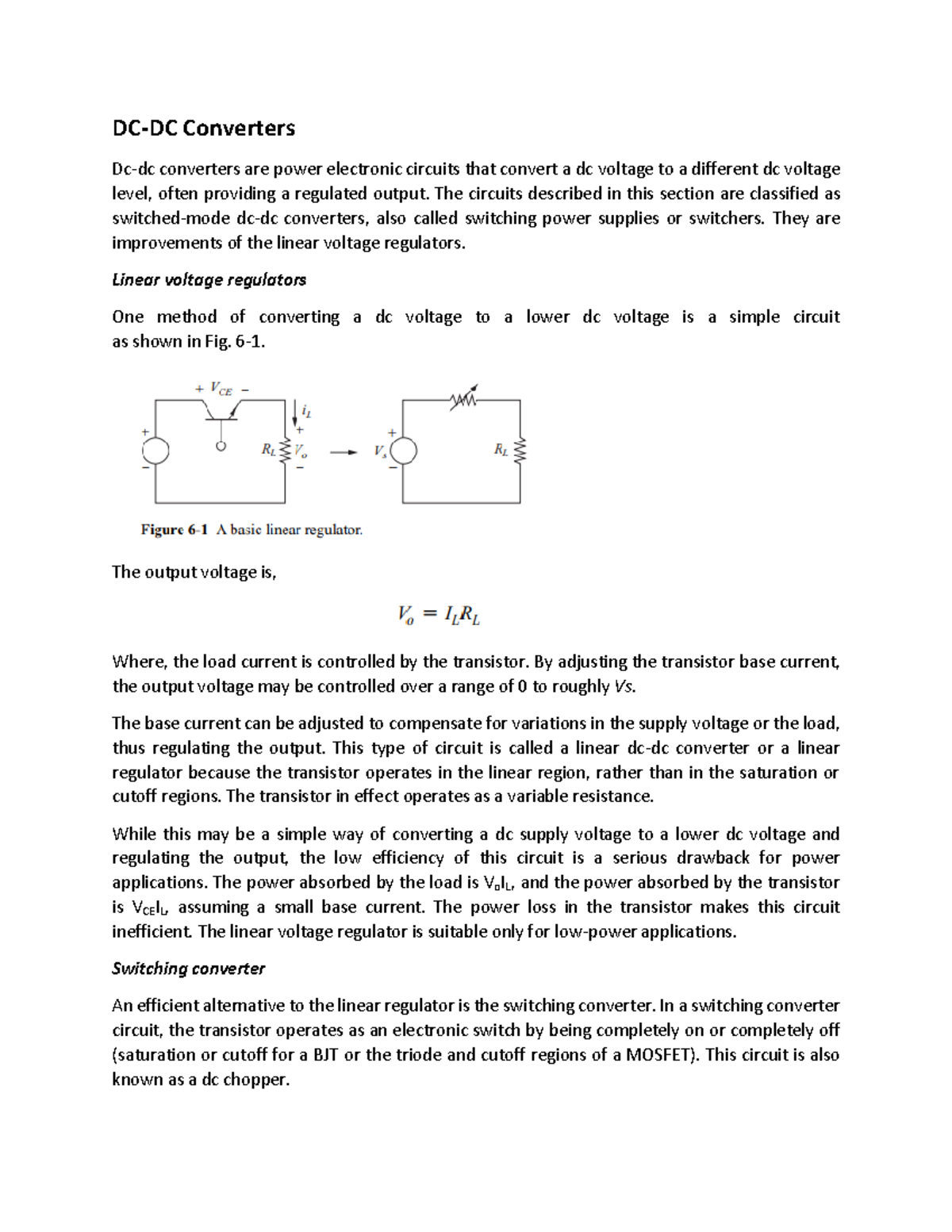DC-DC Converter Lecture Notes: Understanding Power Electronics - Studocu