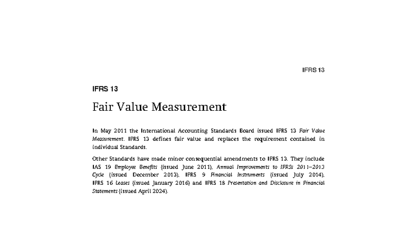 IFRS 13 Fair Value Measurement: Comprehensive Overview and Guidance ...