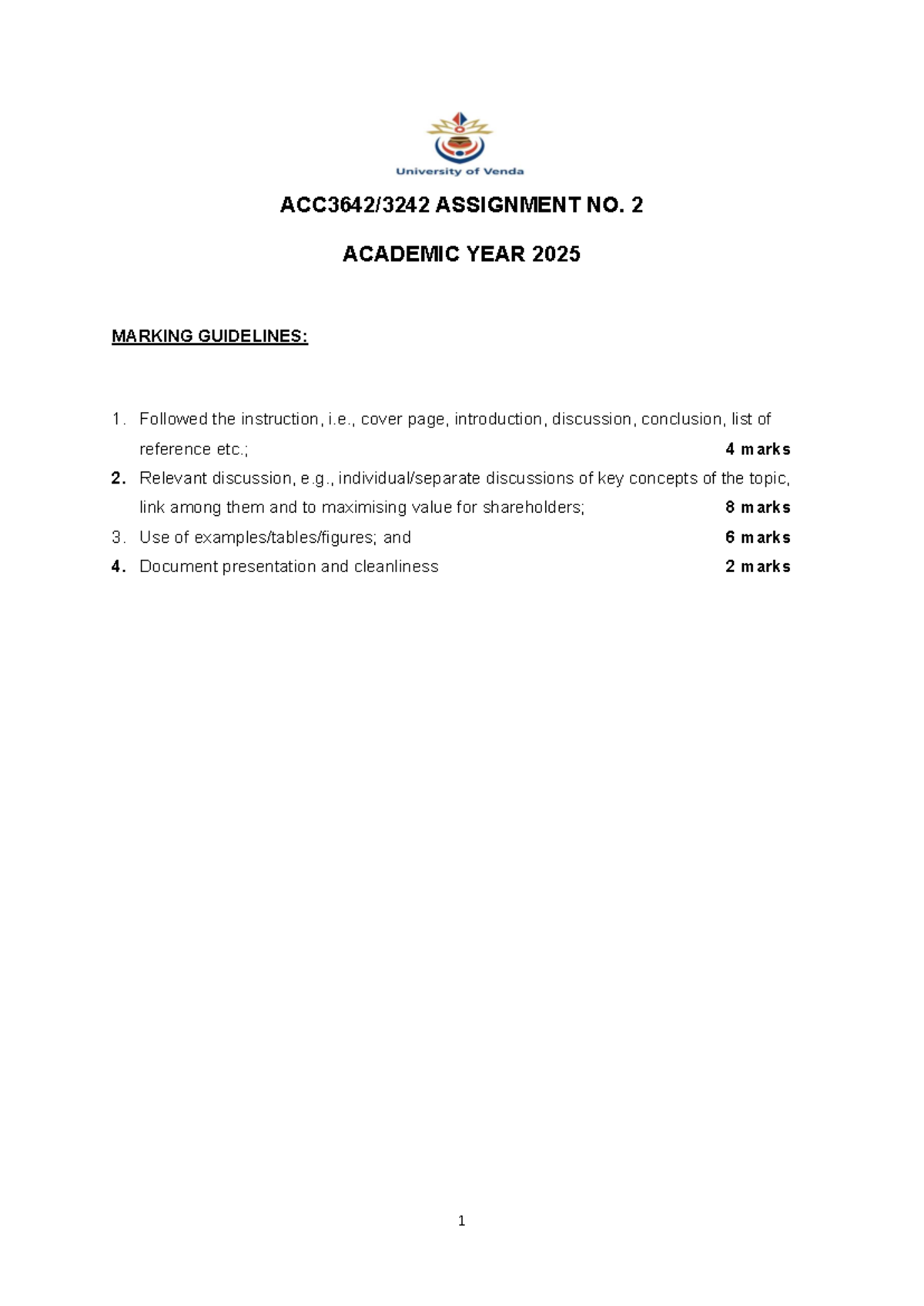 Assignment 2 Marking guide - Acc 3641 - 1 ACC3642/3242 ASSIGNMENT NO. 2 ...