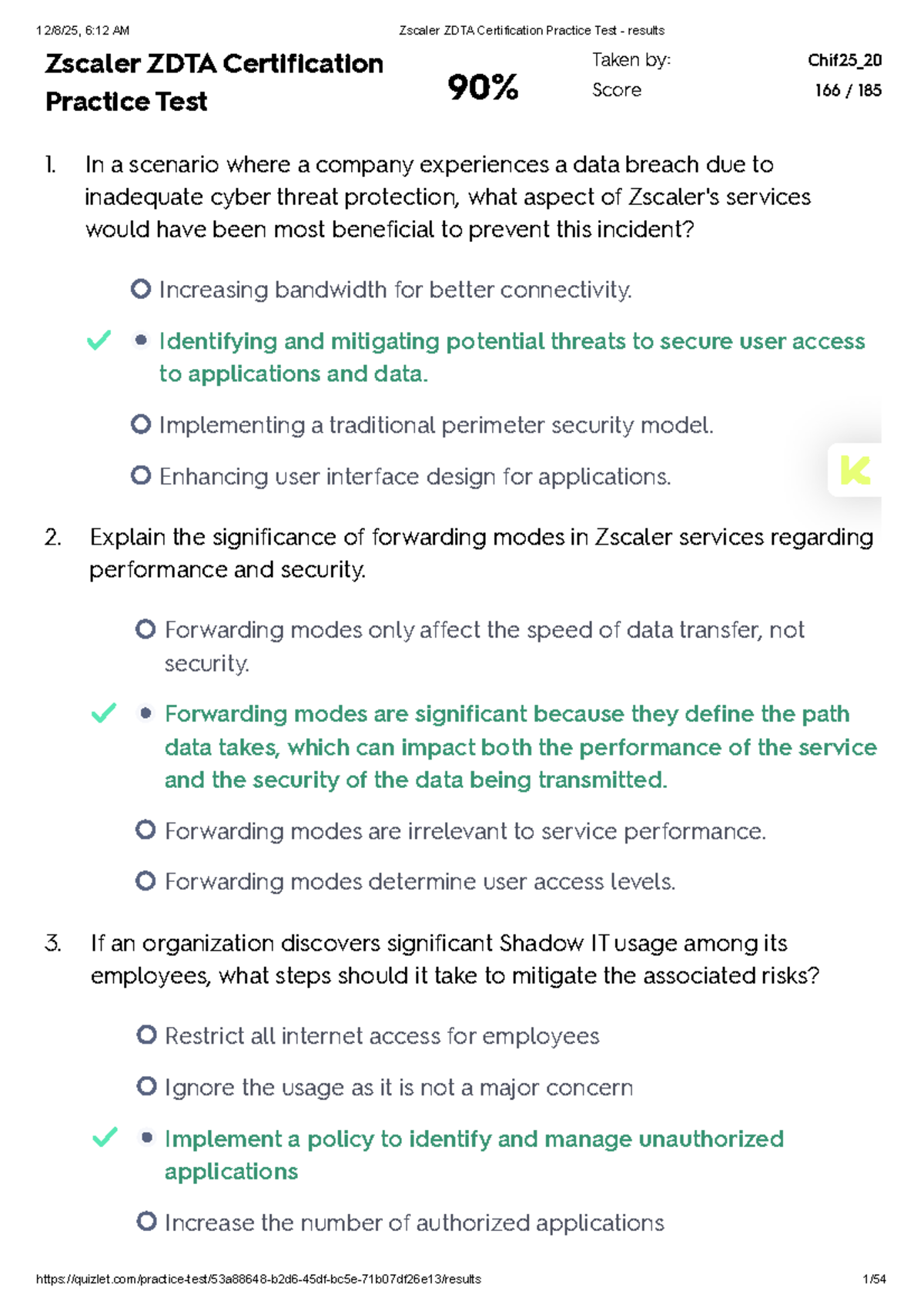 Zscaler ZDTA Certification Practice Test Results Analysis and Insights ...