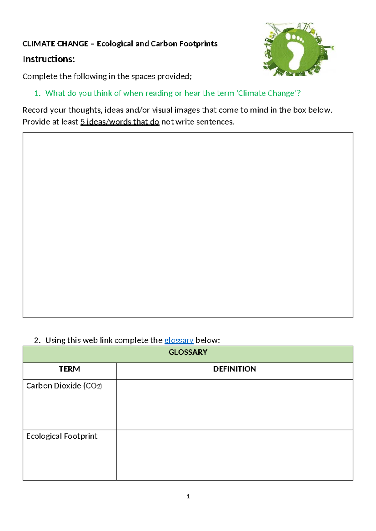 CLIMATE CHANGE: Ecological & Carbon Footprints Guide - Studocu