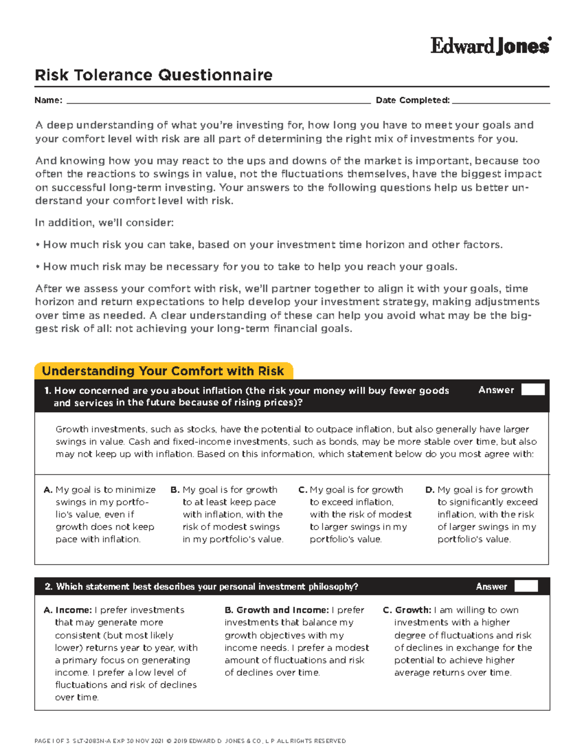 Risk Tolerance Questionnaire: Assessing Your Investment Comfort Level ...