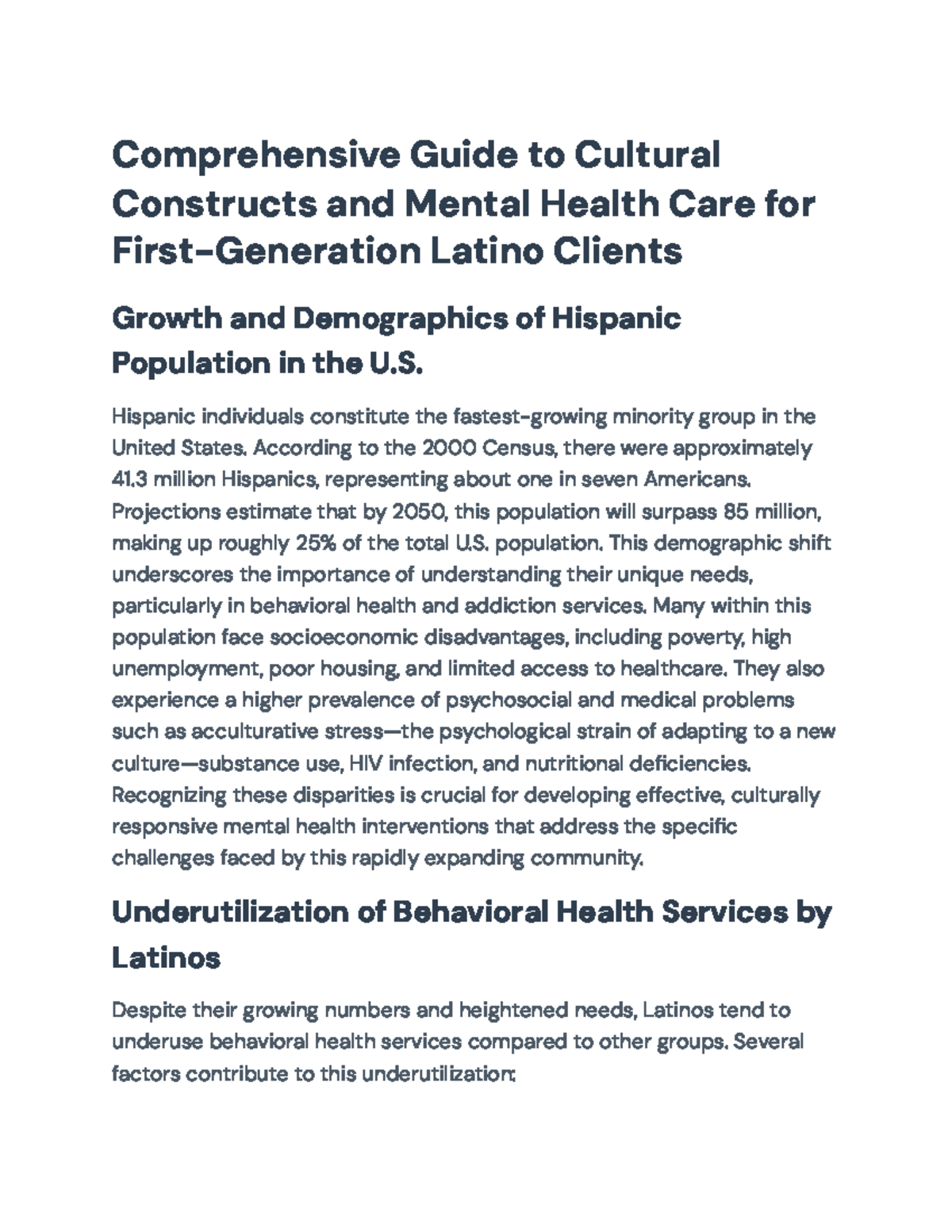 Comprehensive Guide to Cultural Constructs in Mental Health for Latino ...