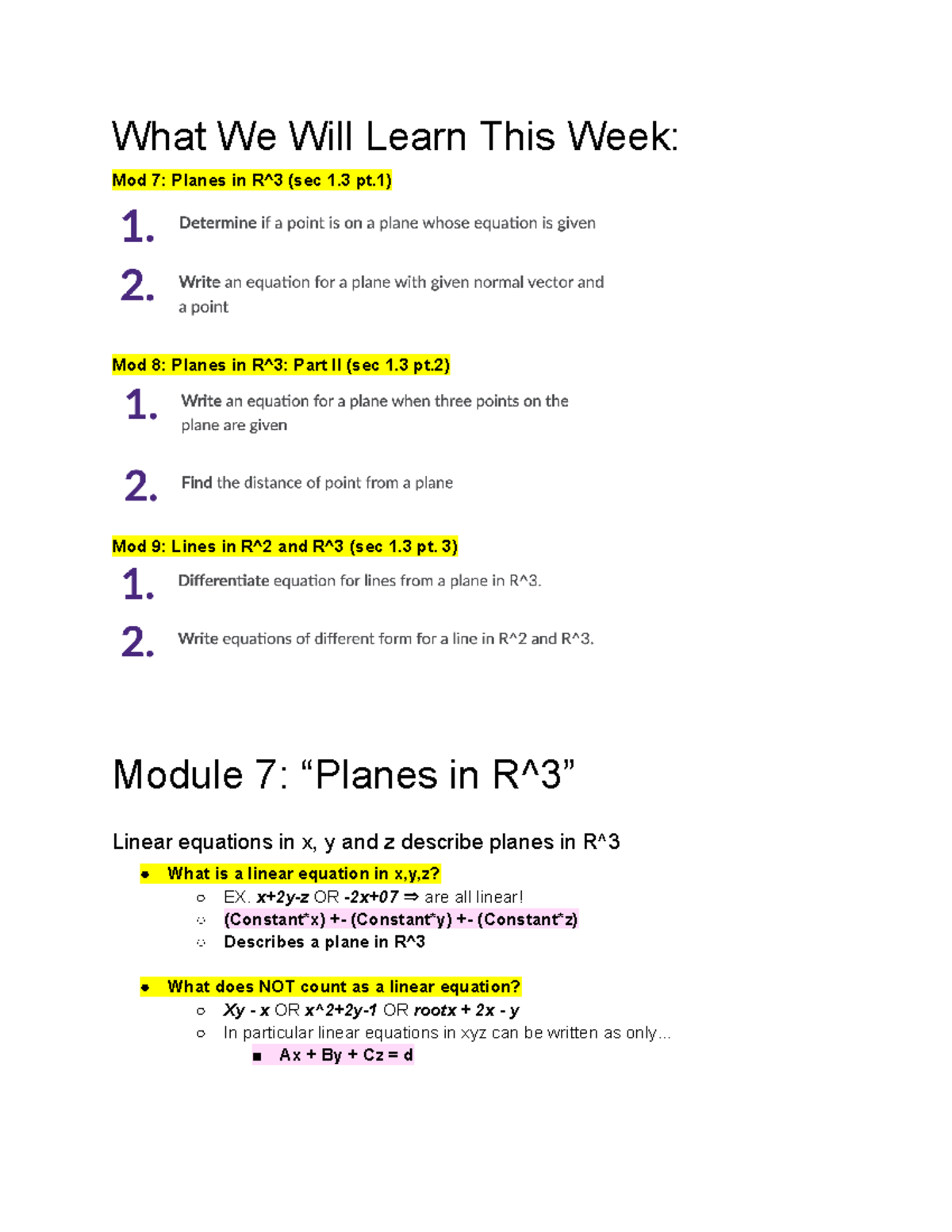 Week 3 Material 1229 - All week 3 notes for 1229 including how to ...