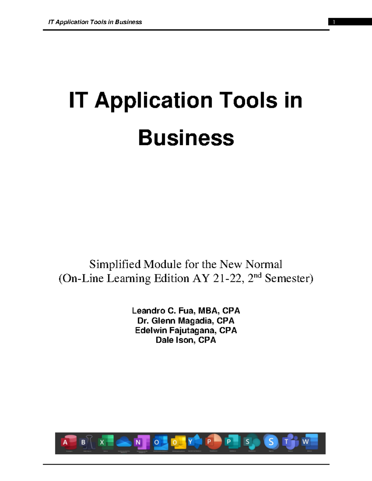 ACCO 20143: IT Application Tools in Business - Course Overview and ...