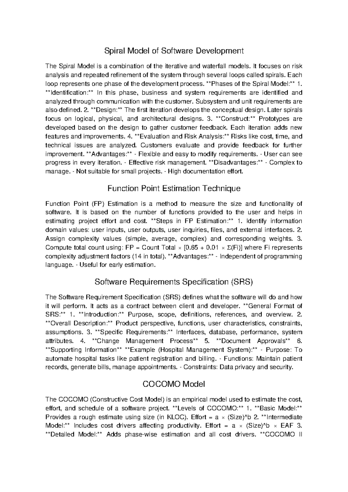 Software Engineering Concepts: Spiral Model & Estimation Techniques ...