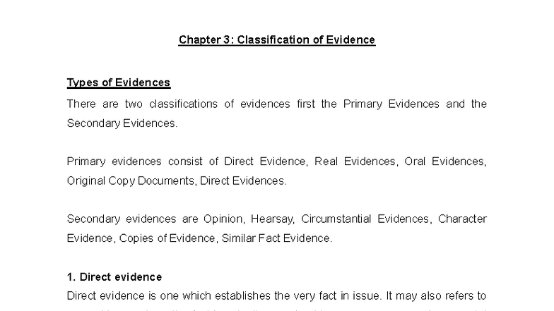 Chapter 3: Classification of Evidence Types and Their Implications ...