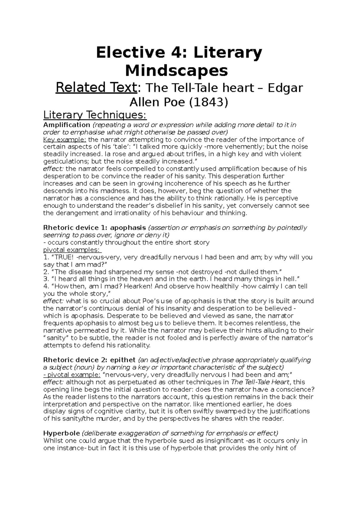 Elective 4: Literary Notes on The Tell-Tale Heart - EDGAR POE Analysis ...