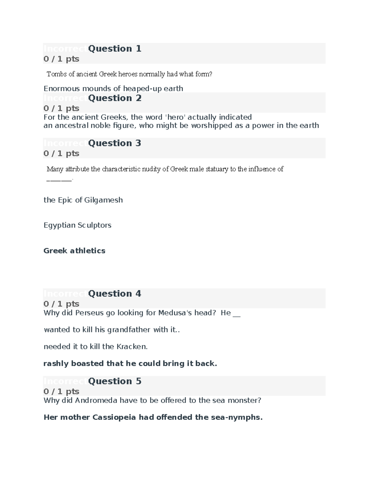 Quiz 4 Answers - Ancient Greek Myths and Heroes - Studocu