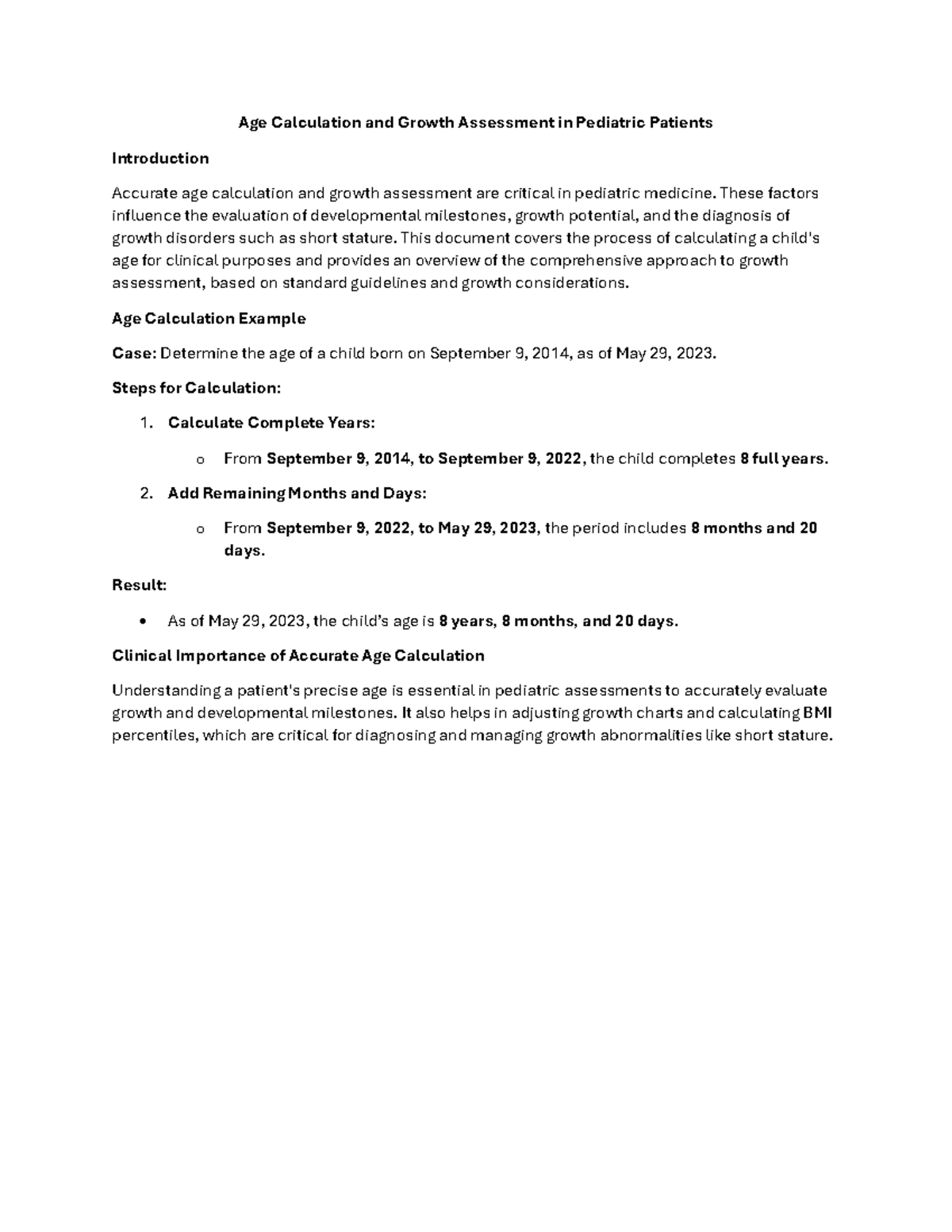 Age Calculation & Growth Assessment in Peds: Essentials Guide - Studocu