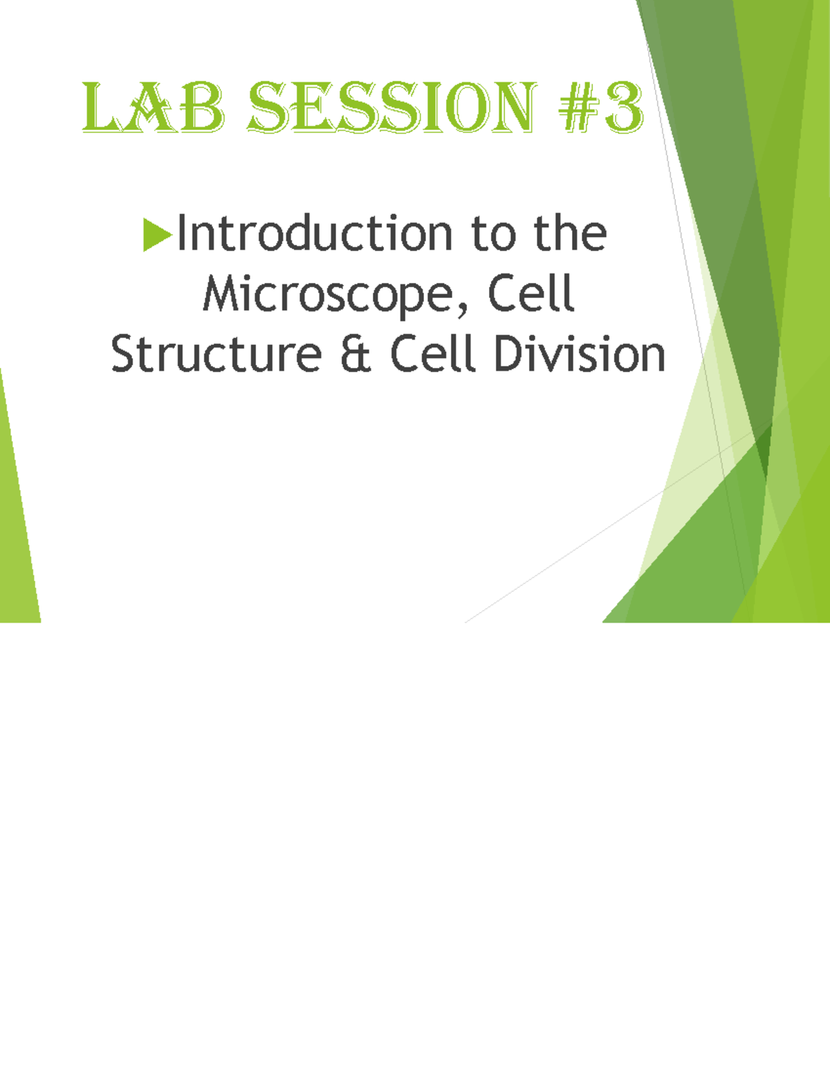 Cell Structure and Functions: Mitosis & Microscopy Overview (BIO101) - Studocu
