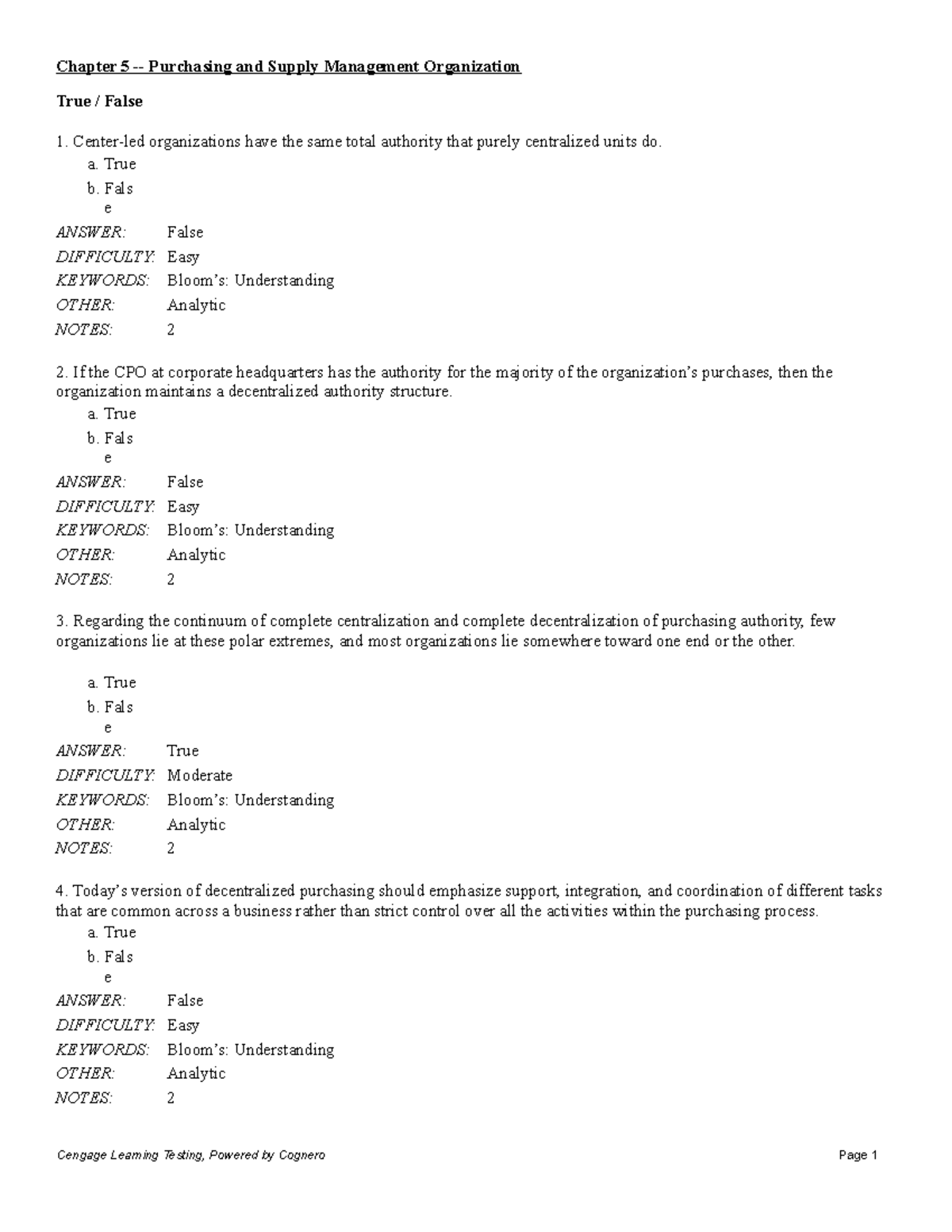 Chapter 5: Purchasing & Supply Management Org Structure Analysis - Studocu