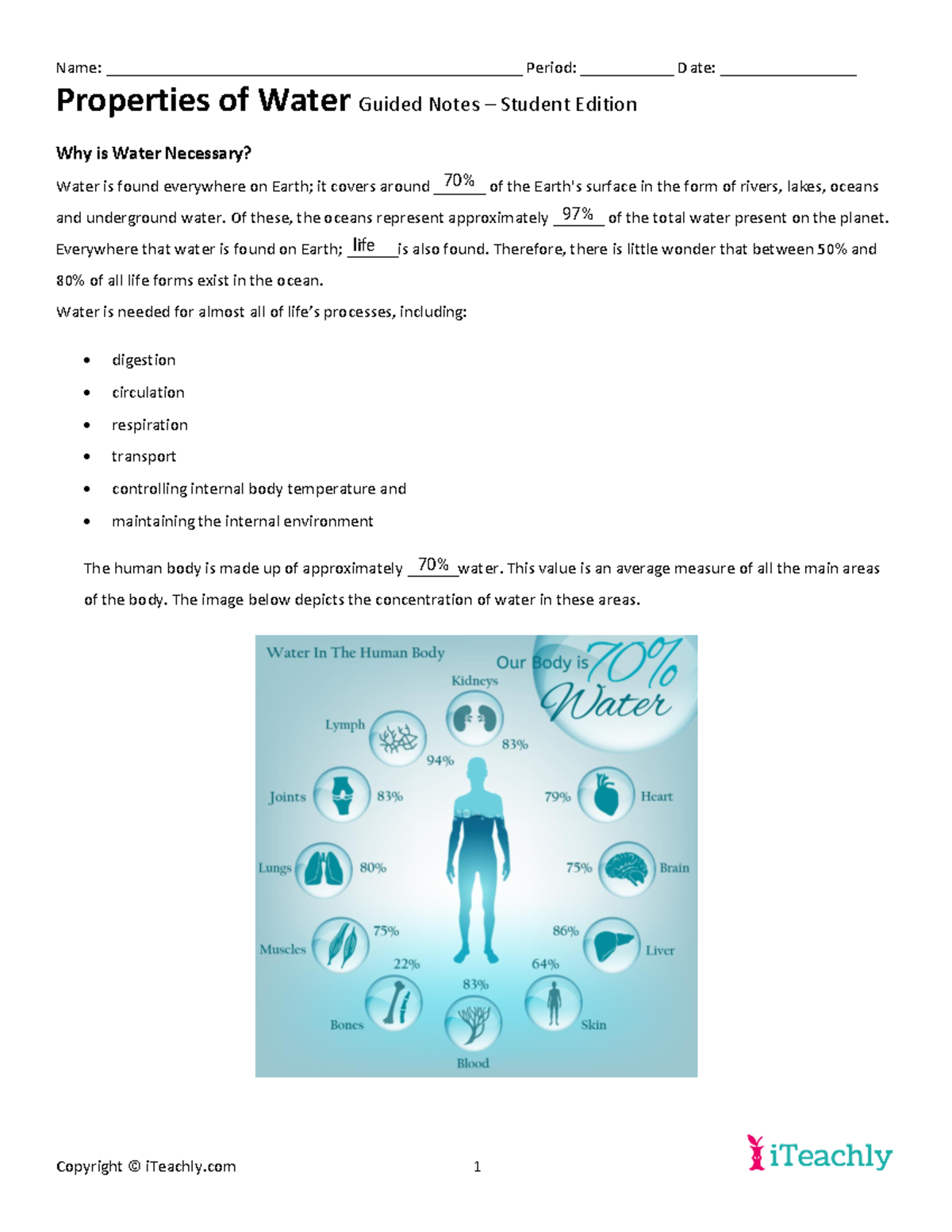 Properties of Water Guided Notes - Biology 101 - Student Edition - Studocu
