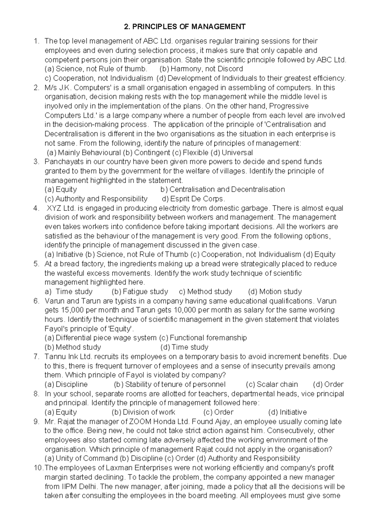 Principles of Management: Key Concepts and Case Studies (BST) - Studocu