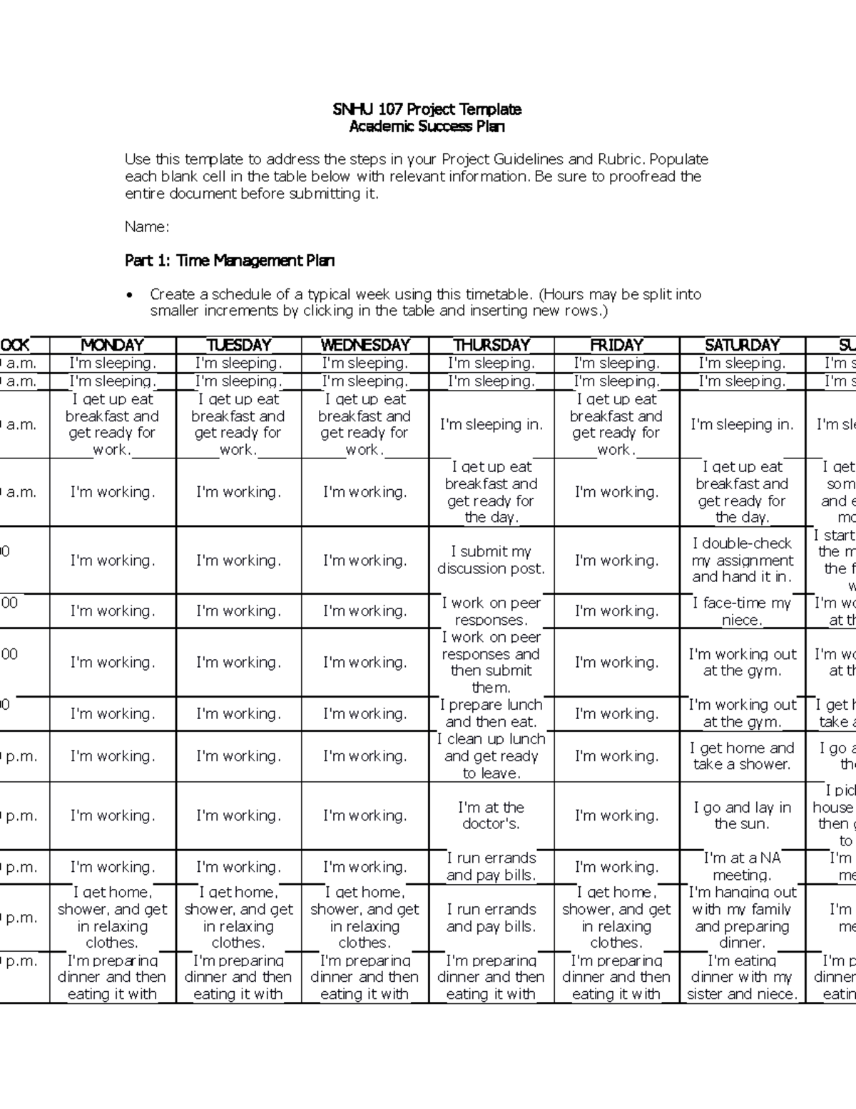 SNHU 107 Module 7 Final Project - Academic Success Plan and Goals - Studocu