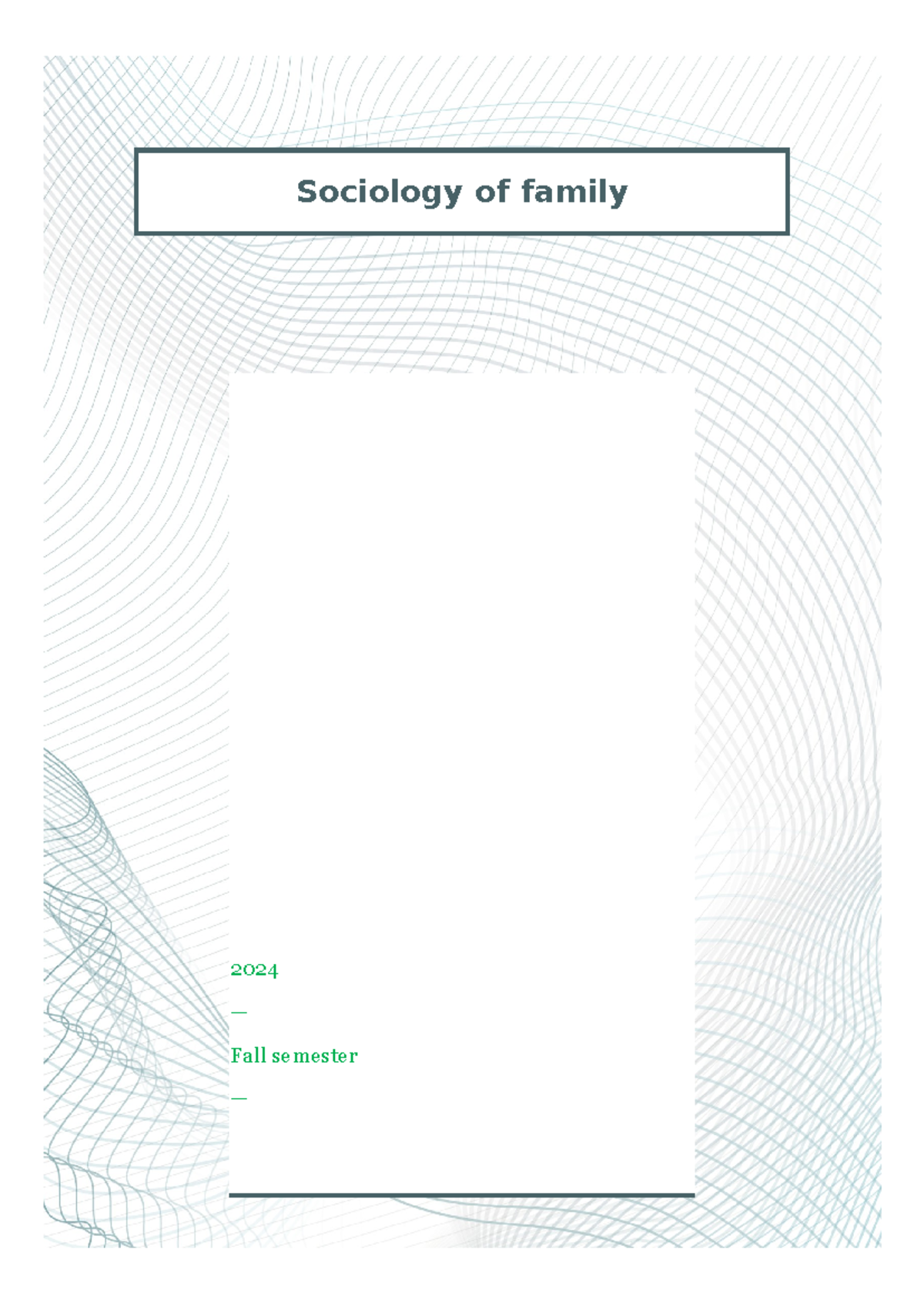 Sociology of Family (SOC 101) - Insights from South Korea's Dynamics ...