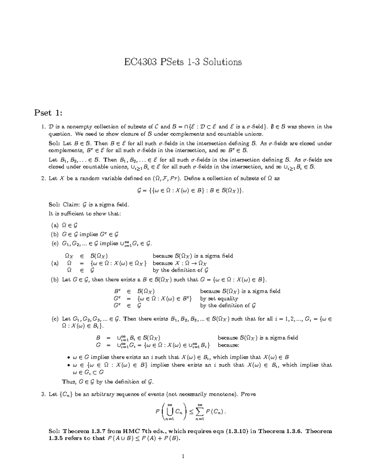 EC4303 Psets 1-3 Solutions: Closure, Random Variables, and Covariance ...