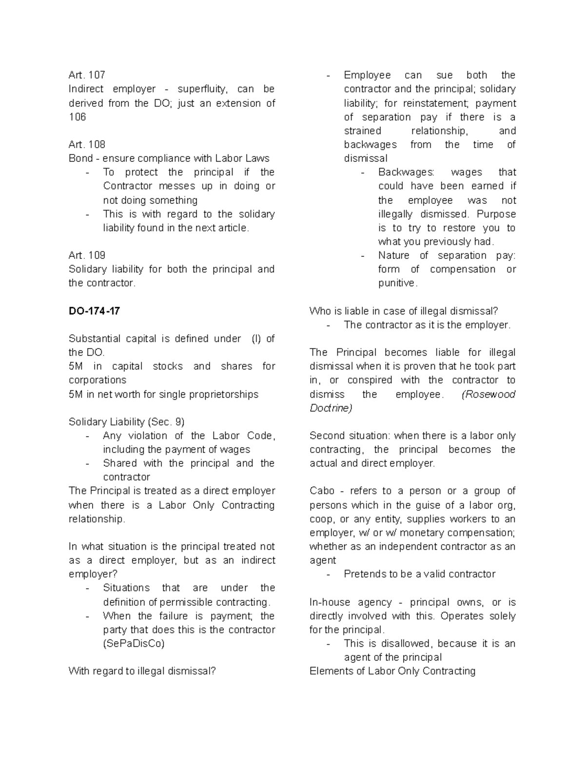 Labor Law Lecture Notes - Key Concepts & Cases (Sept 5) - Studocu