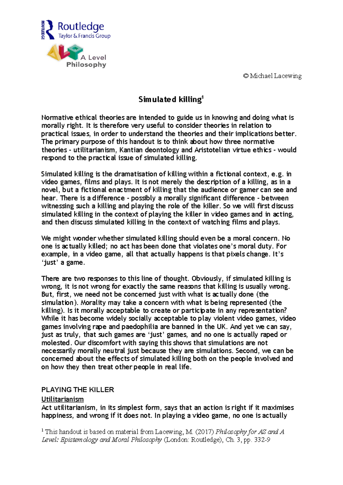 Ethical Perspectives on Simulated Killing: Analyzing Moral Theories ...