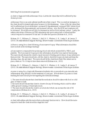 Post-Assessment Assignment Mental health - The nurse should also set ...