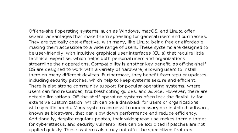 IT HW - Advantages and Limitations of Operating Systems - Studocu