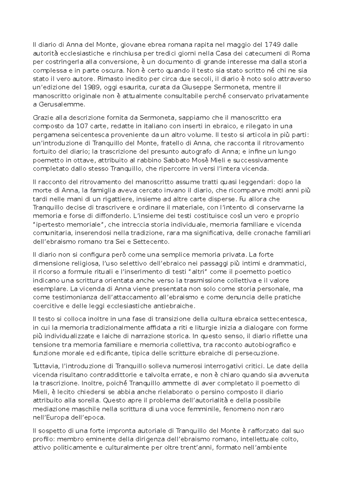 Il diario di Anna del Monte: Riflessioni su Coercizione e Identità ...