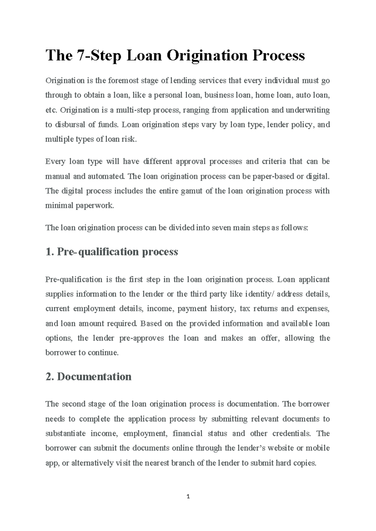 7 Stages of Loan Origination Process: Detailed Overview and Steps - Studocu
