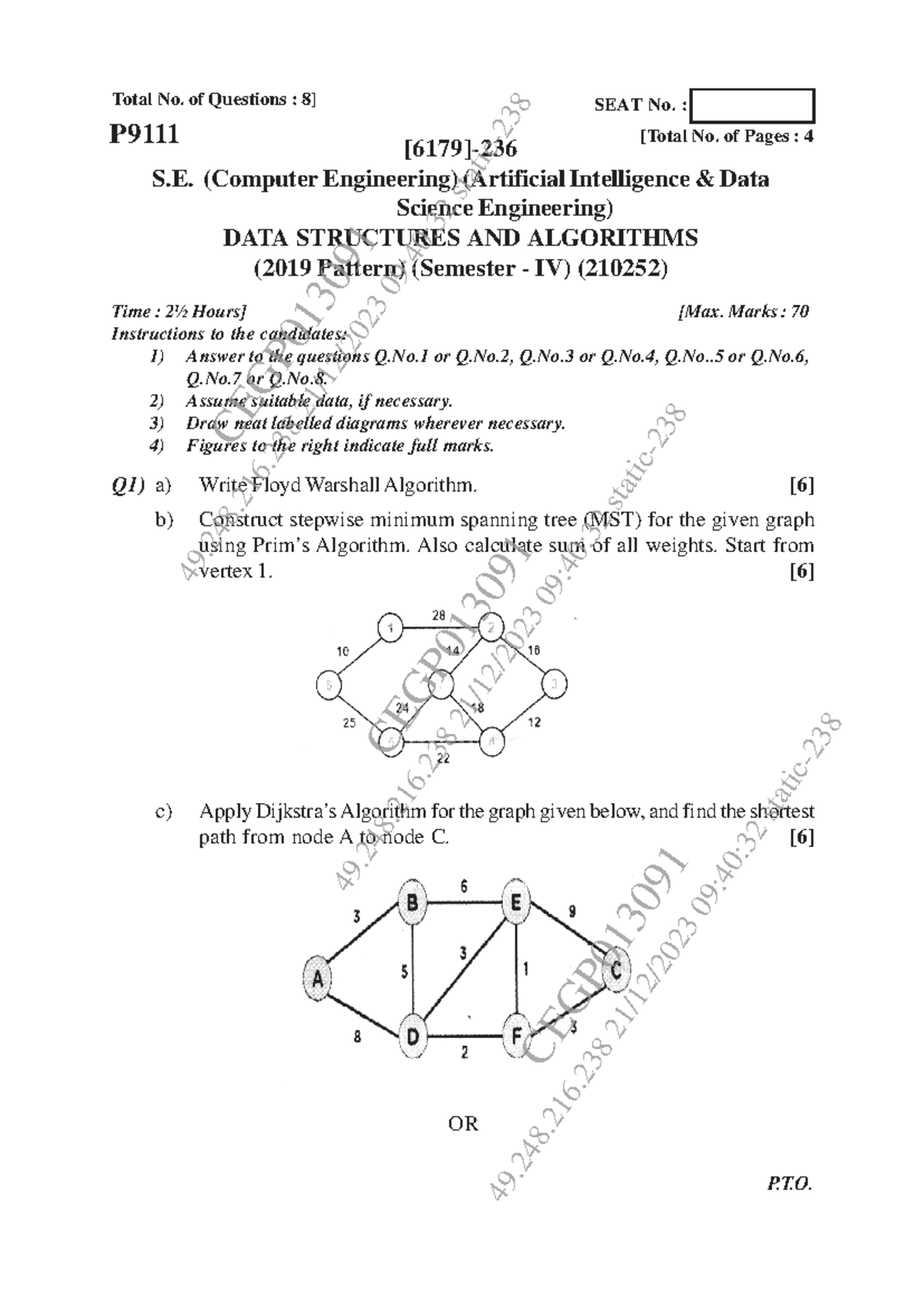 DATA STRUCTURES AND ALGORITHMS (DSA) PYQ - Previous Year Questions (Semester IV) - Studocu