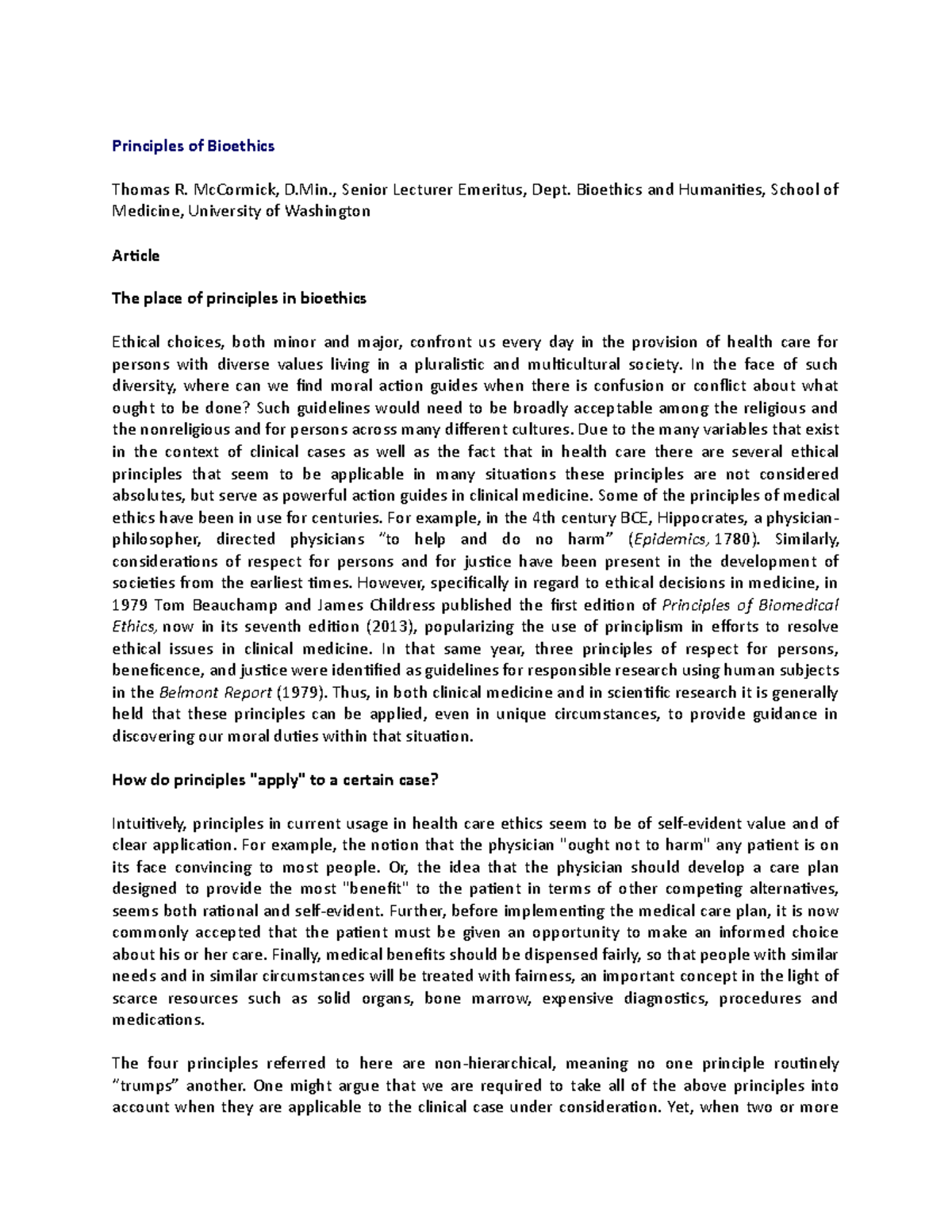 Principles of Bioethics: Understanding Key Ethical Guidelines in ...