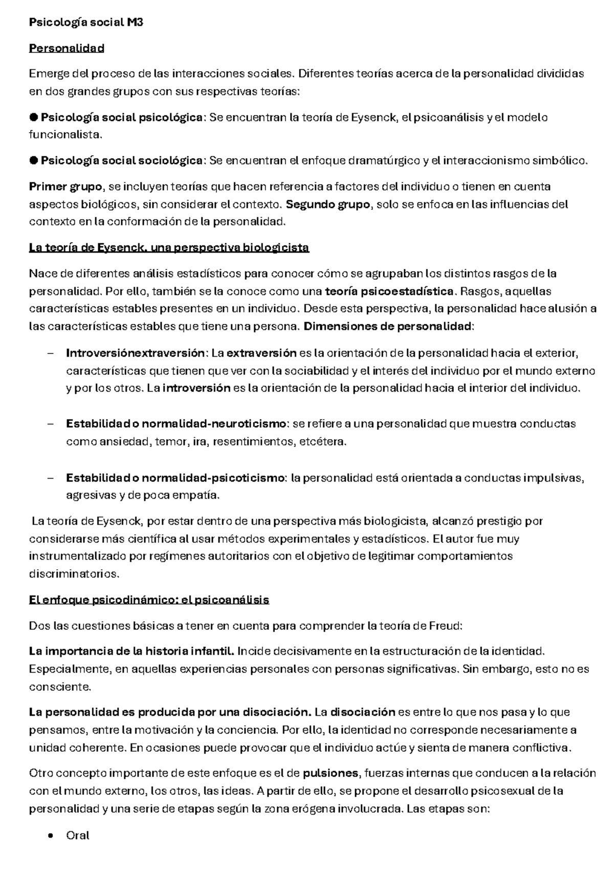 Psico M3 Y M4 - ffff - Psicología social M Personalidad Emerge del ...