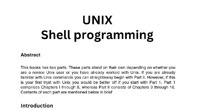 UNIX Shell Programming Overview - CS101 Lecture Notes - Studocu
