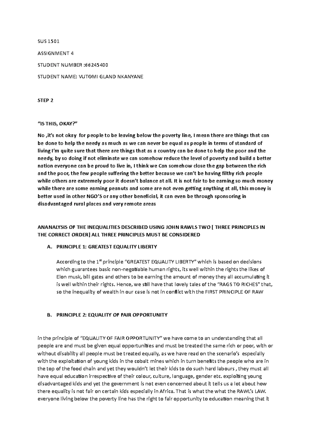 SUS1501 assignments-2-8 - SUS1501 Assignments 2- Assignment two ...