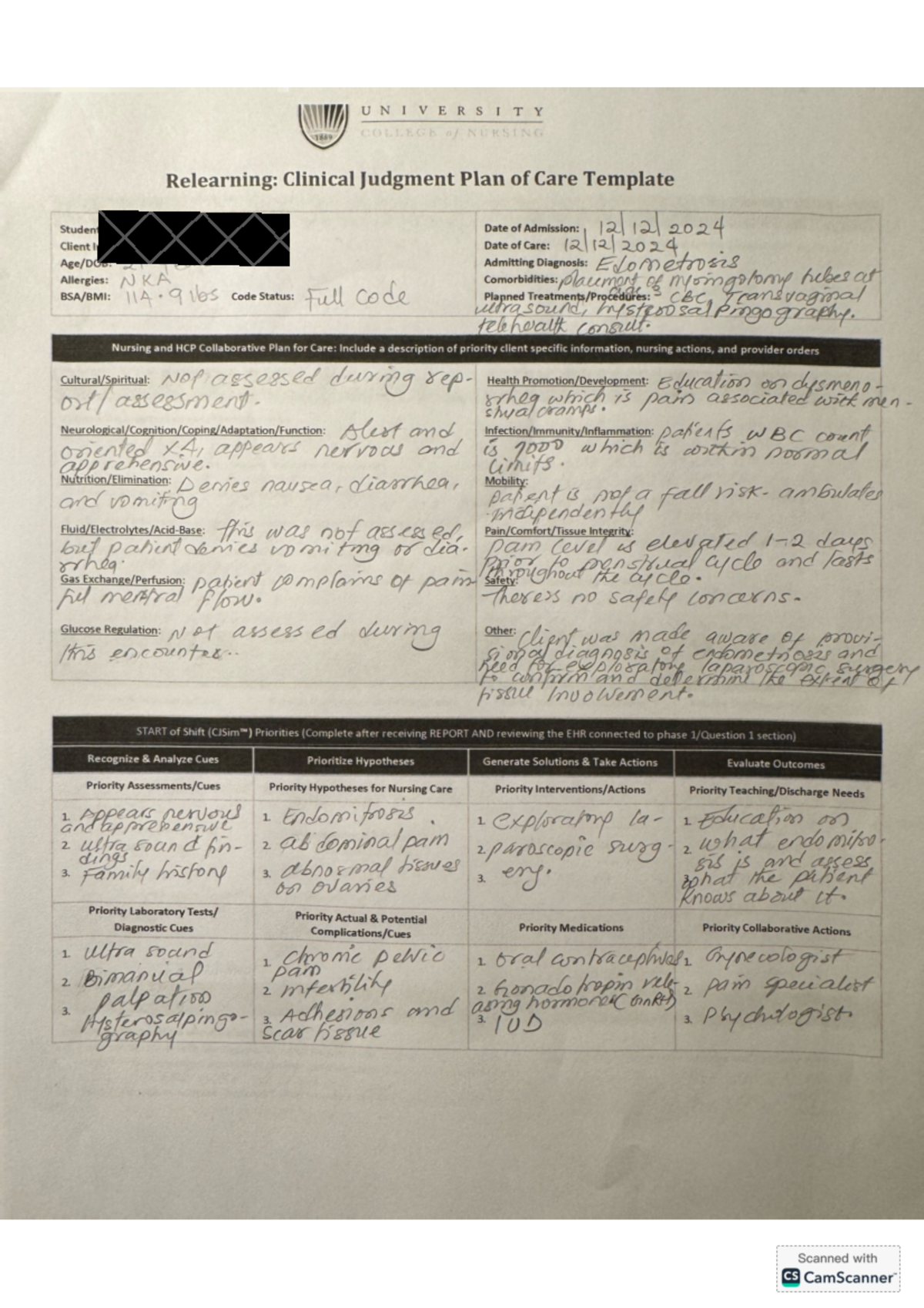 TM Care Plan for Taylor Michealson (CJ SIM) - Clinical Judgment ...
