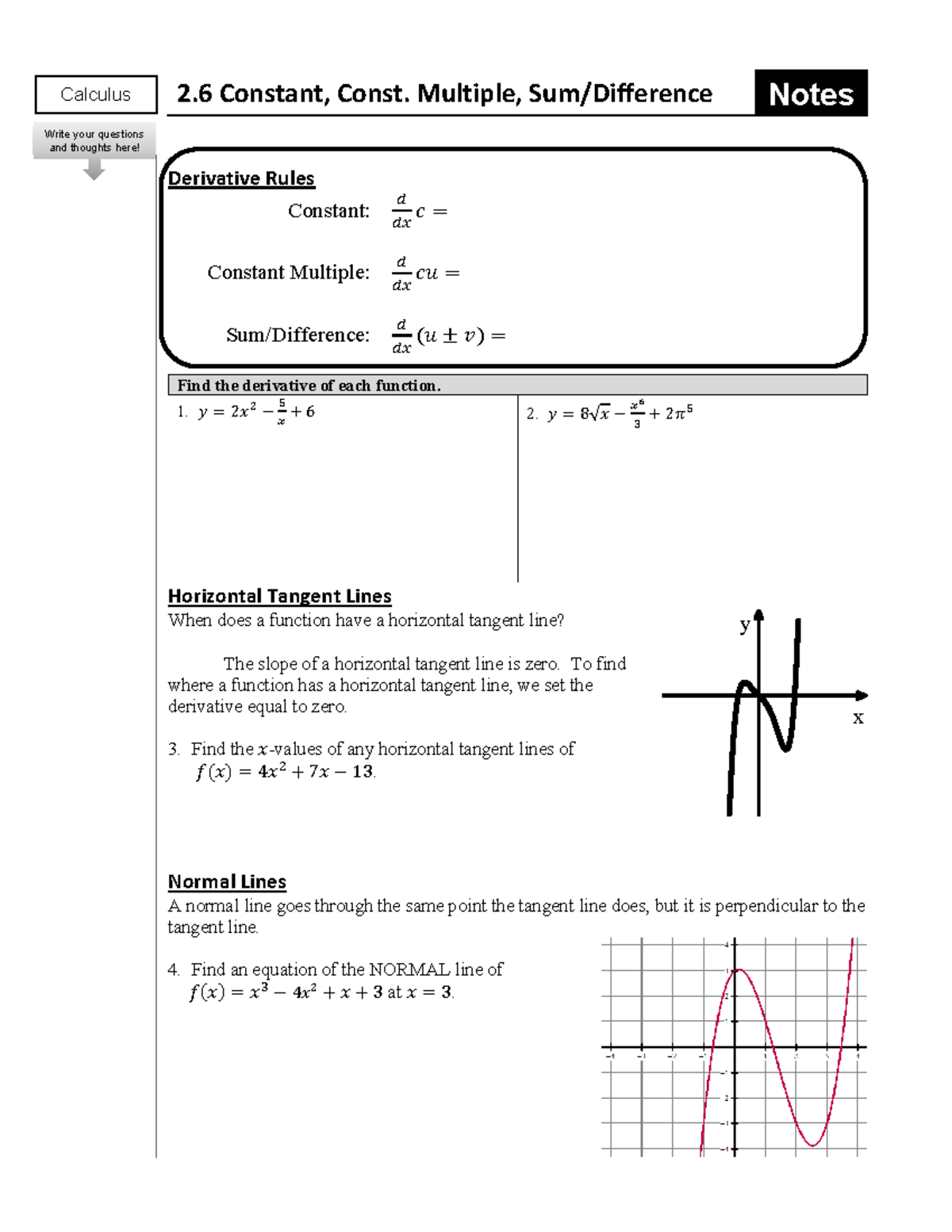 Calc 2.6 Packet - Chain Rule Practice and Derivatives Overview - Studocu