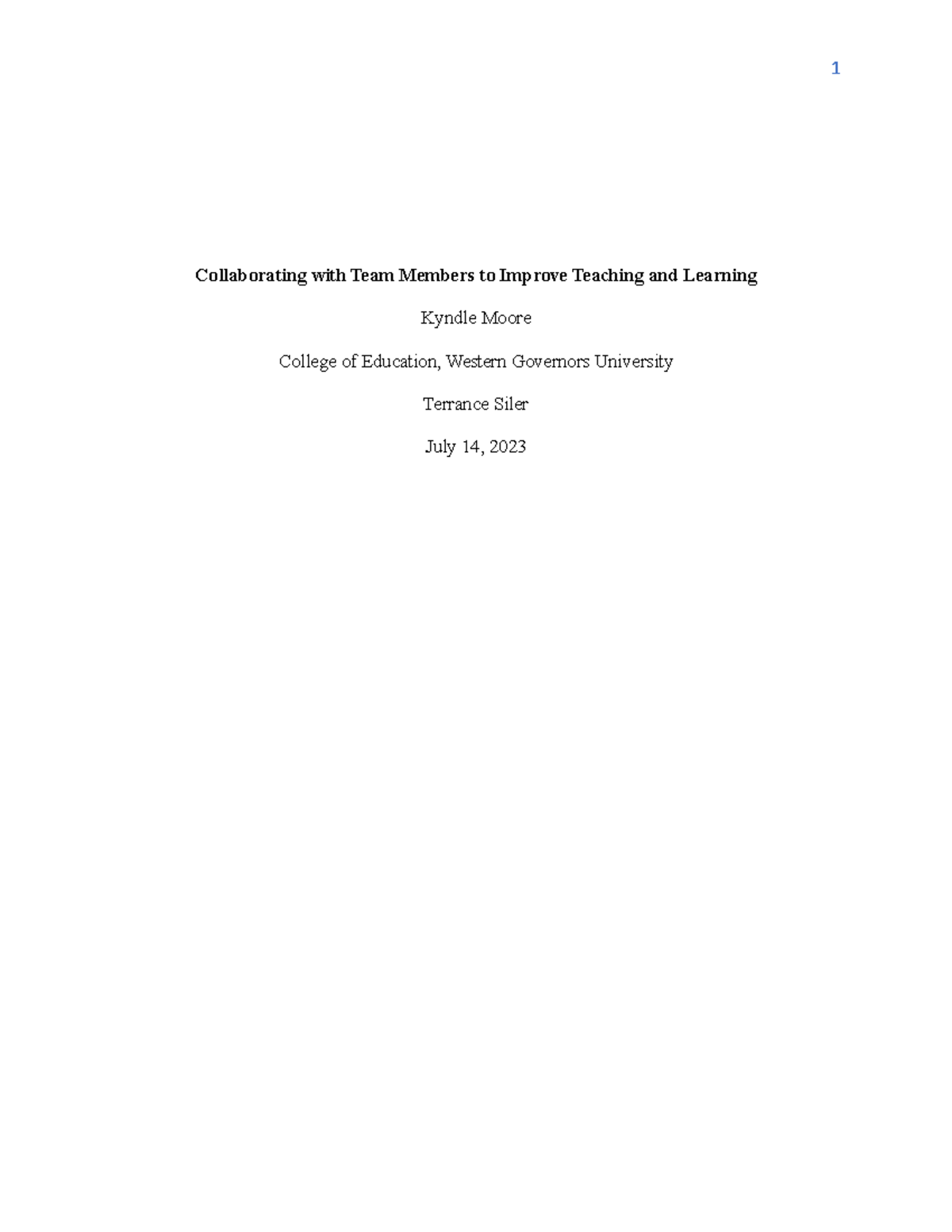 D188-Task1-Collaborating with Team Members to Improve Teaching and ...