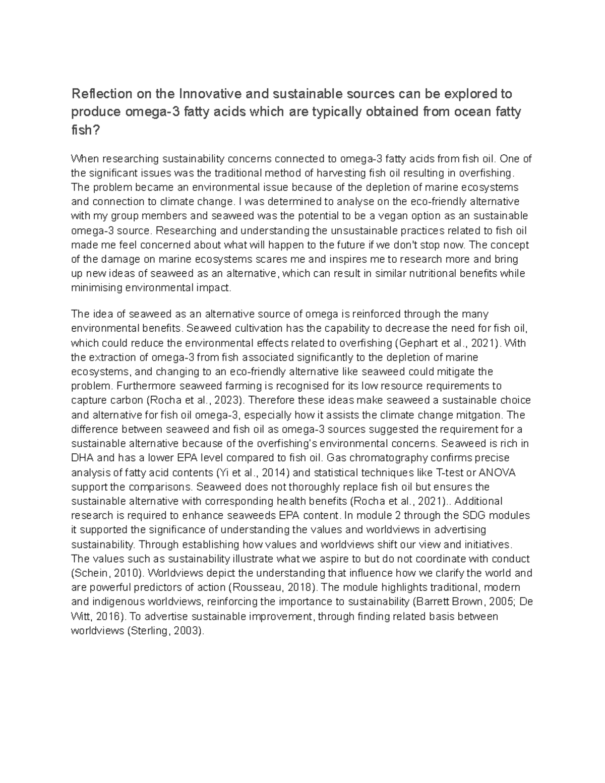 CCS11 - Reflection for Omega 3 module - Reflection on the Innovative ...