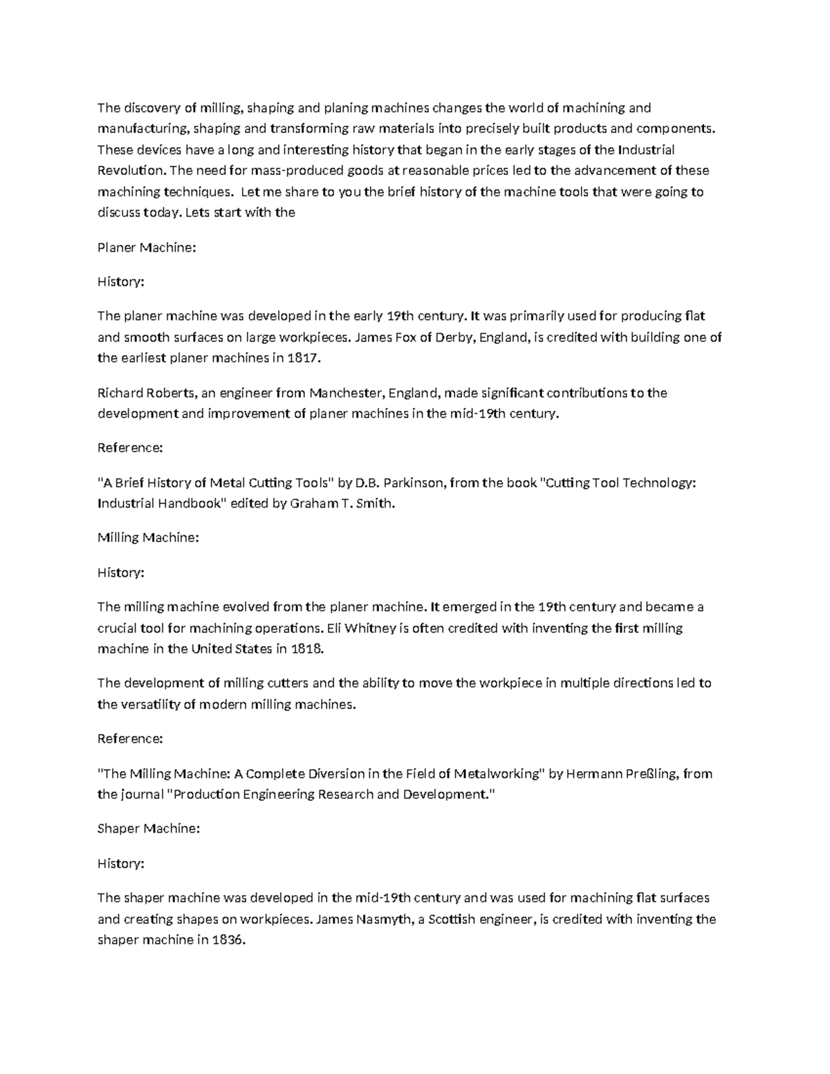 The Evolution of Milling, Shaping, and Planing Machines in ...