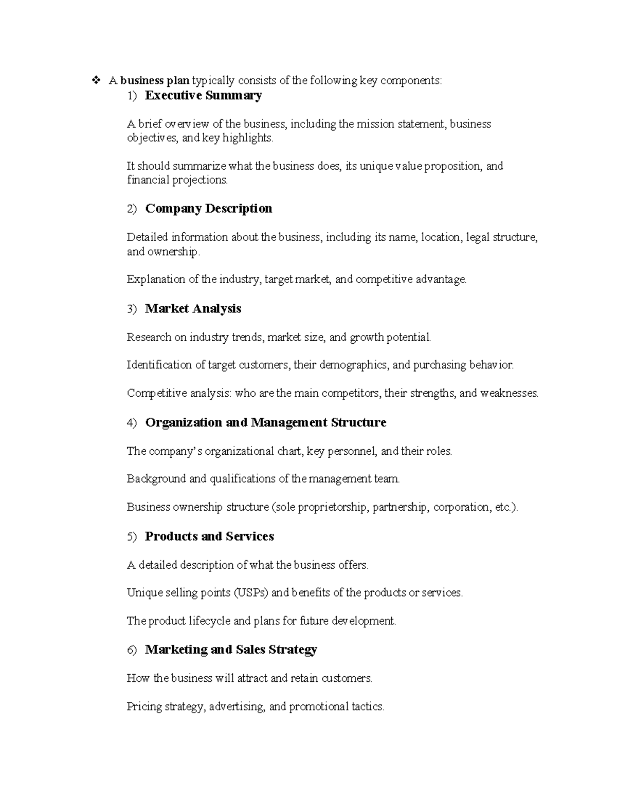 Business Plan Components Overview: Key Elements Explained - Studocu