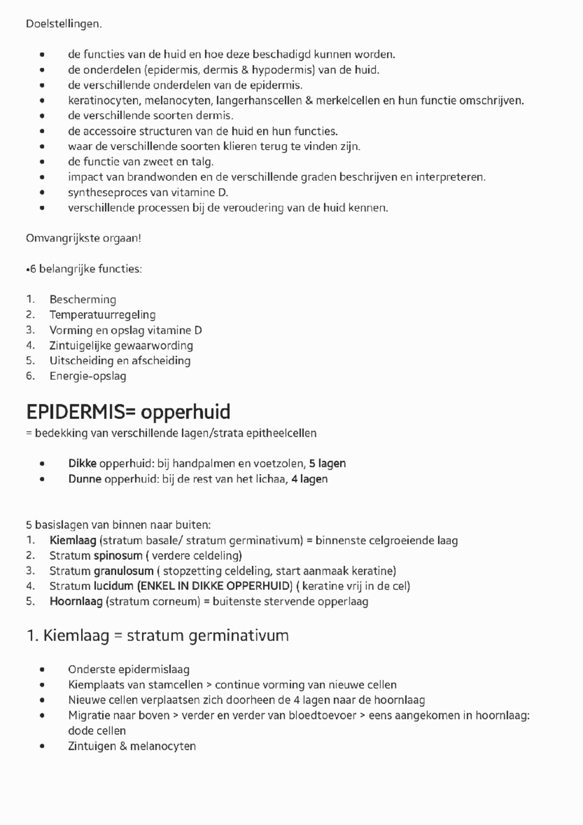 Anatomie Hfdstk 2: Functies en Structuren van de Huid - Studocu