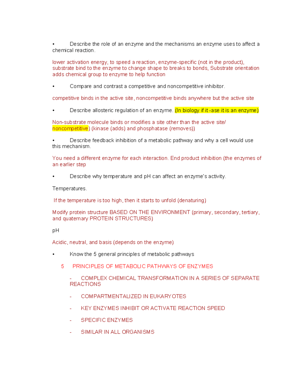 Biology Module 3: Enzymes, Metabolic Pathways, and Photosynthesis ...