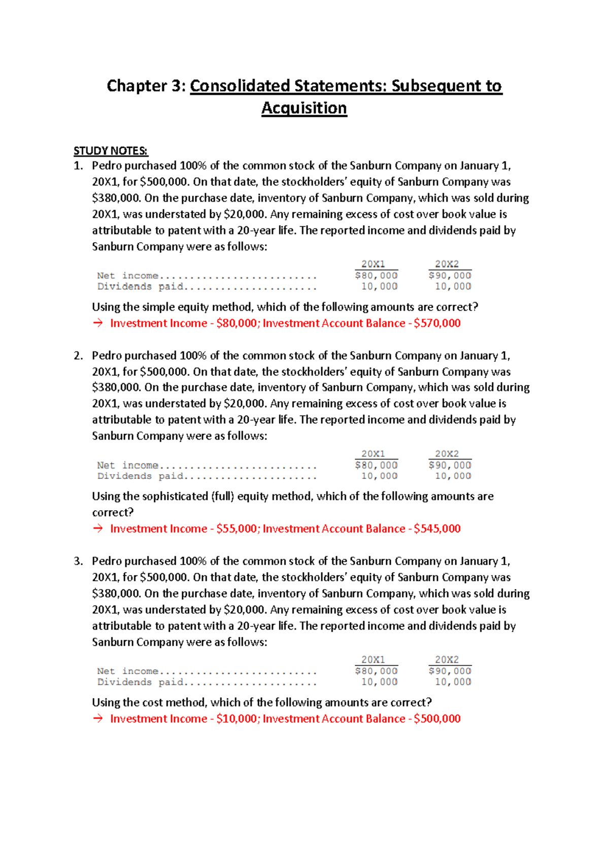 Chapter 3 Notes: Consolidated Statements in Adv. Accounting - Studocu