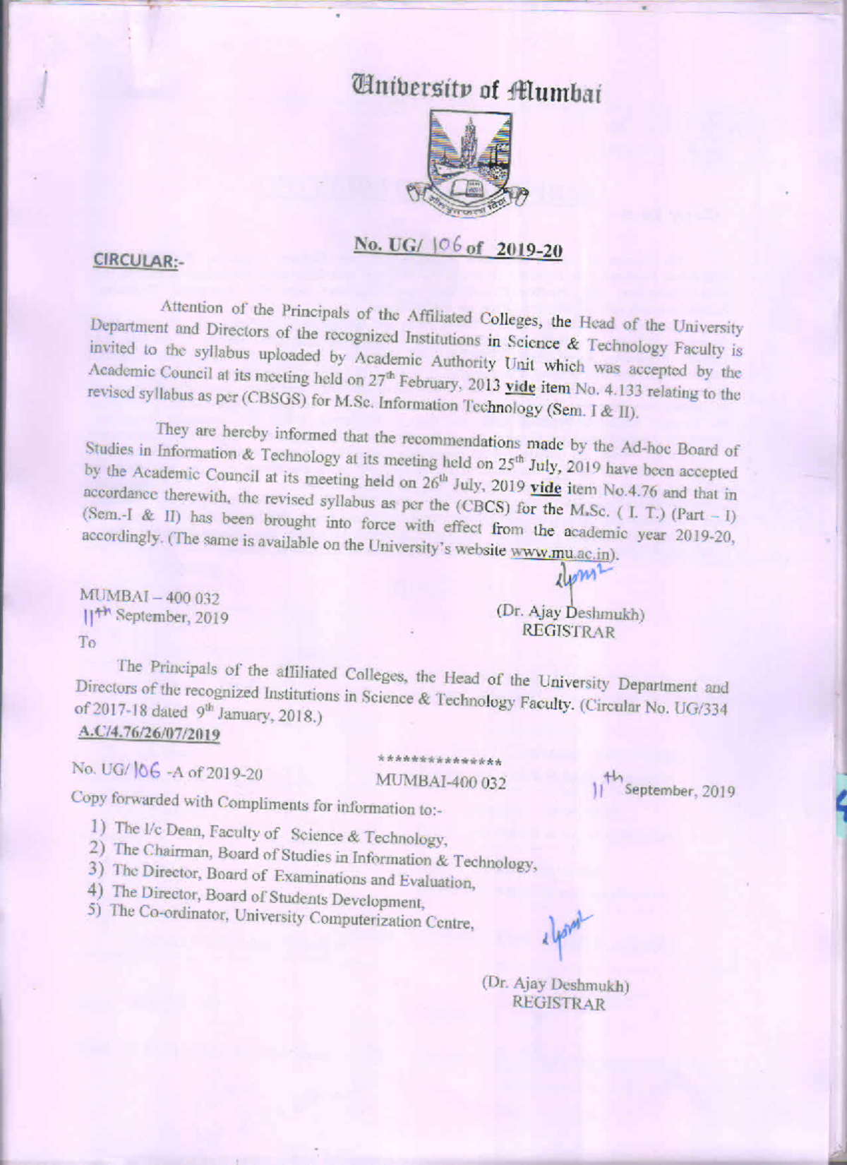 MSc.IT Syllabus Overview: Semester I & II Course Codes PSIT101-204 ...