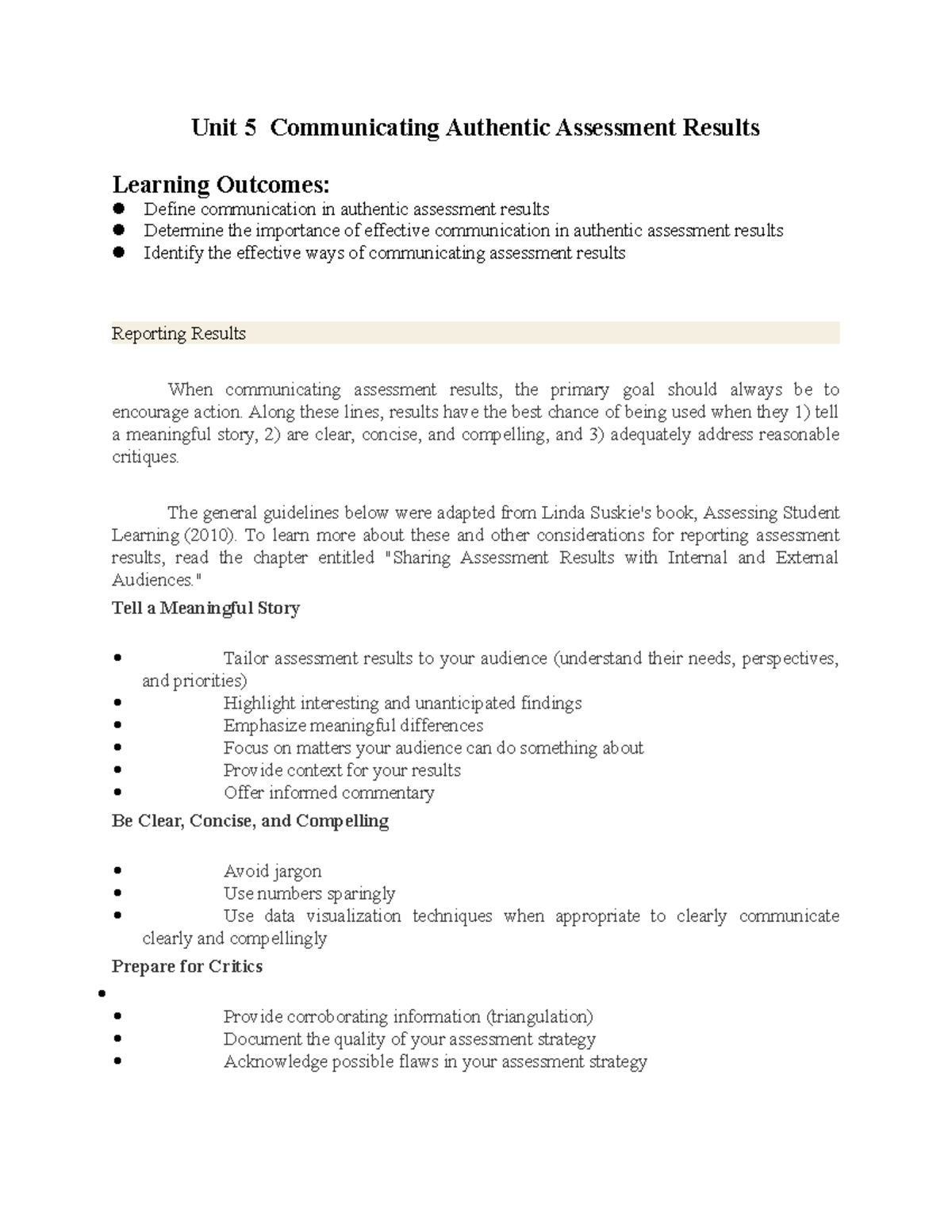Group 1O UNIT 5 Assessment - Unit 5 Communicating Authentic Assessment ...