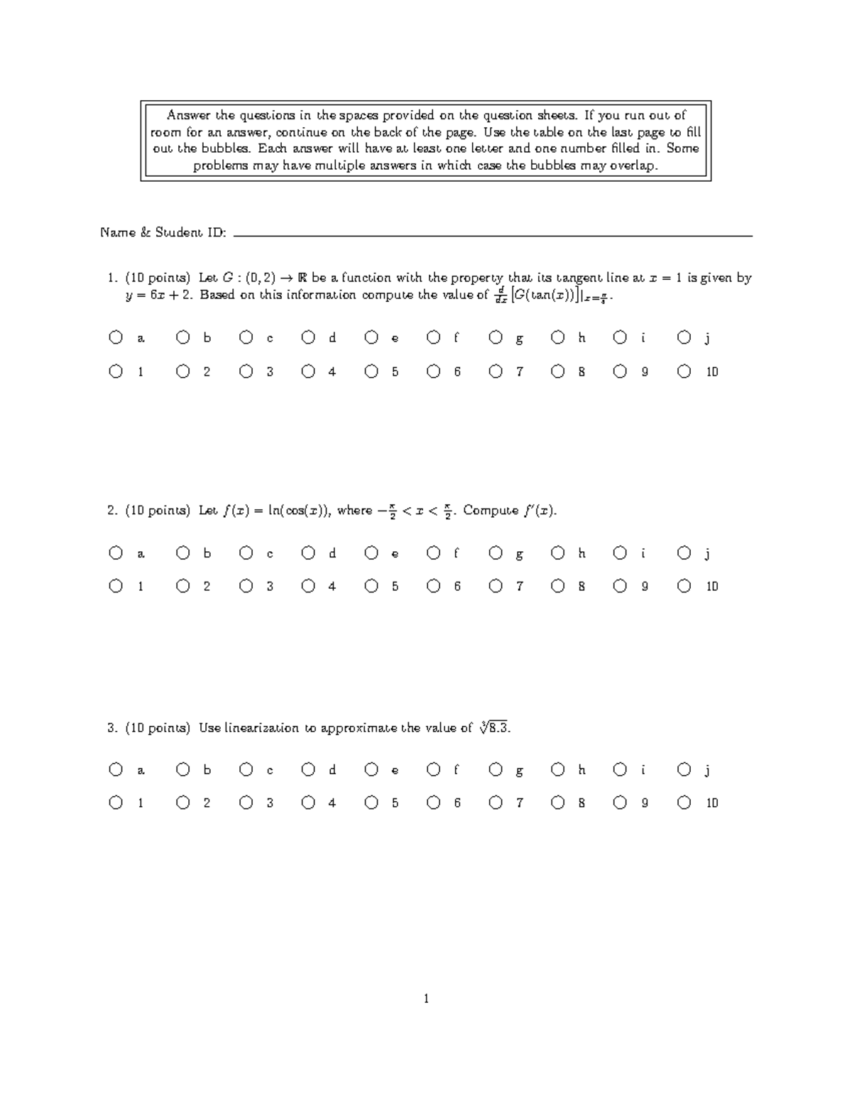 Midterm 2 Calculations & Answers for Calculus Concepts - Studocu
