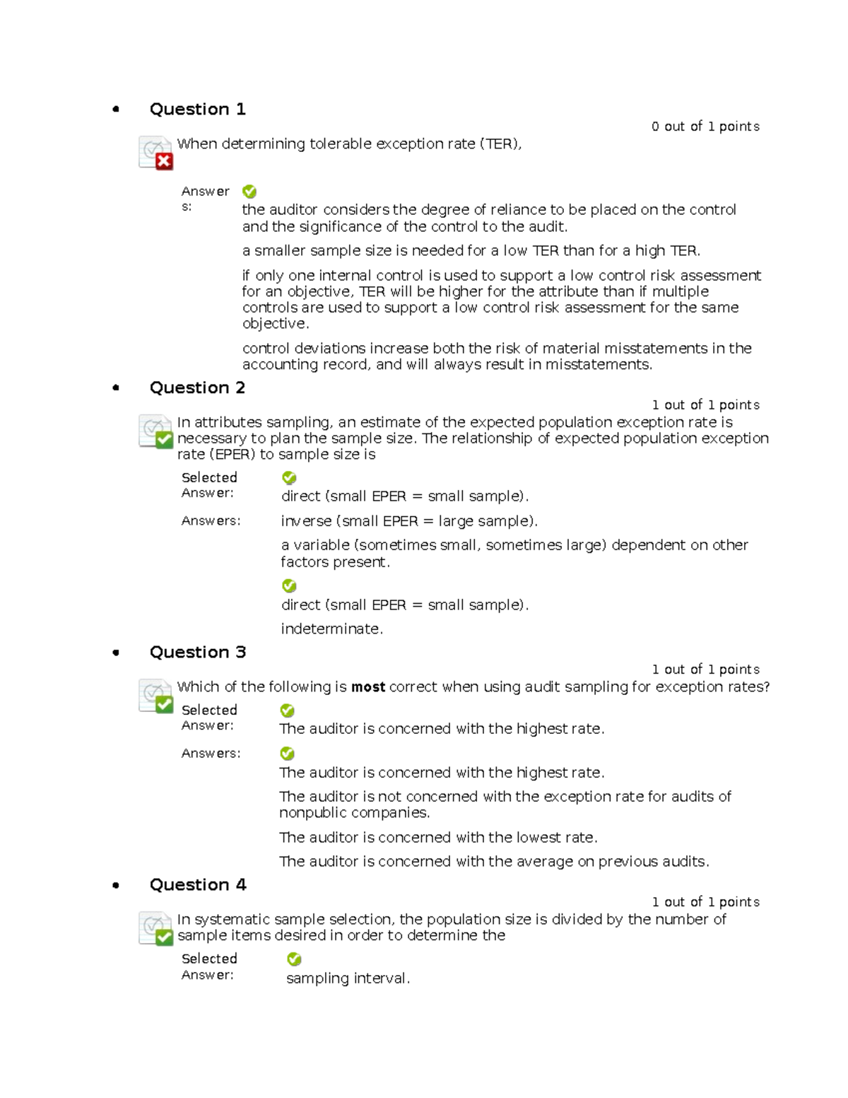 Chapter 15 Q&A on Tolerable Exception Rate (TER) in Auditing - Studocu