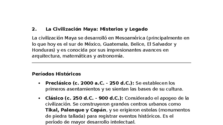 Civilización Maya: Misterios y Legado - ukyghuj - Studocu