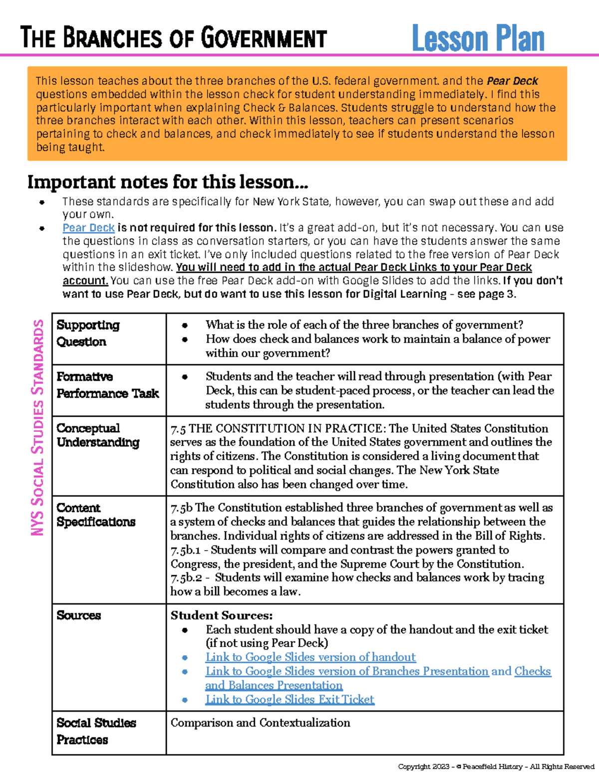 Lesson Plan: Understanding the Three Branches of U.S. Government (SS 7. ...
