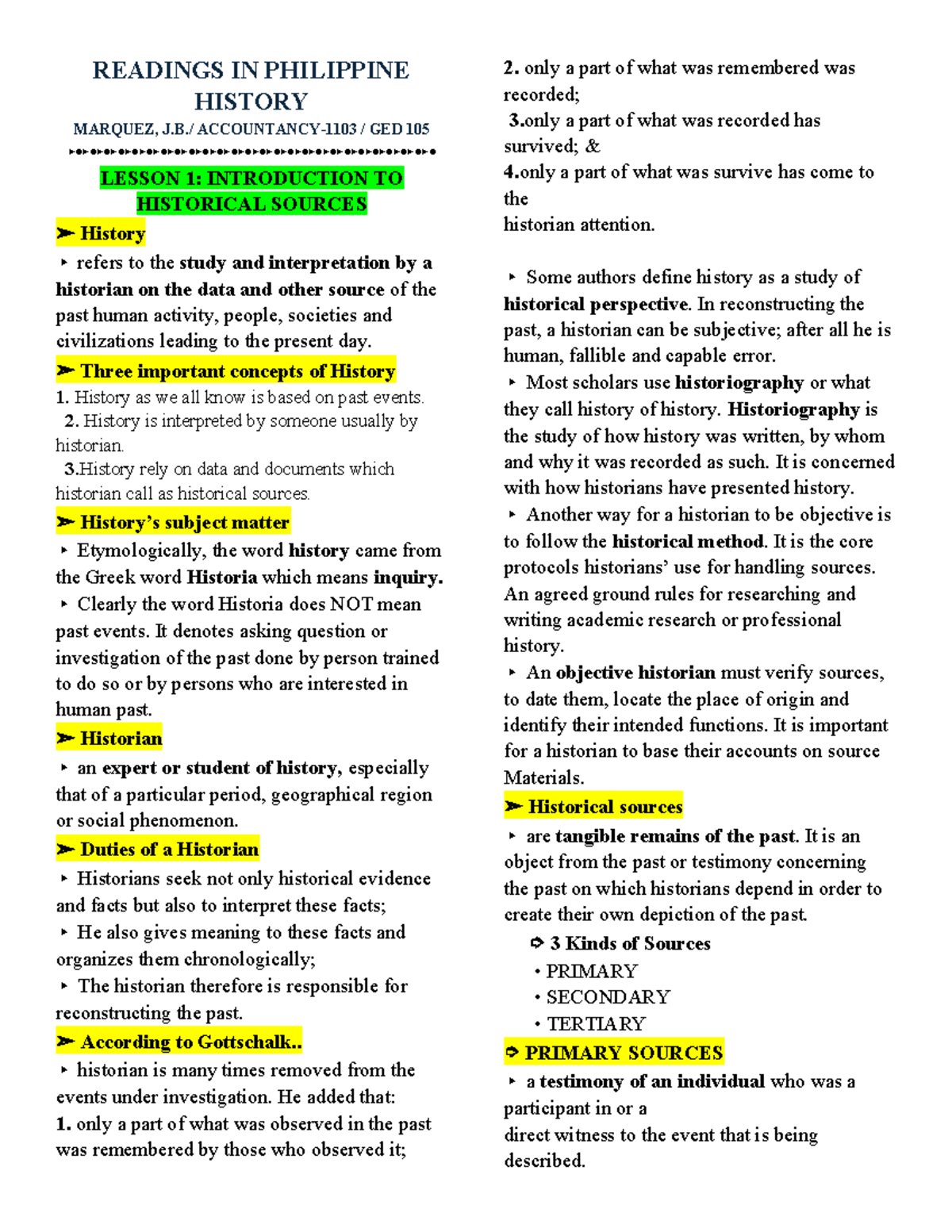 GED 105 Lesson 1: Intro to Historical Sources in Philippine History ...