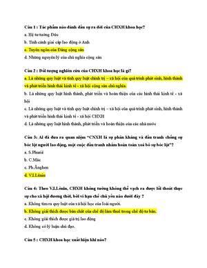 Chuong 1 2 3 Trac nghiem Cnxhkh - Câu 1 : Tác phẩm nào đánh dấu sự ra đời của chủ nghĩa xã hội ...
