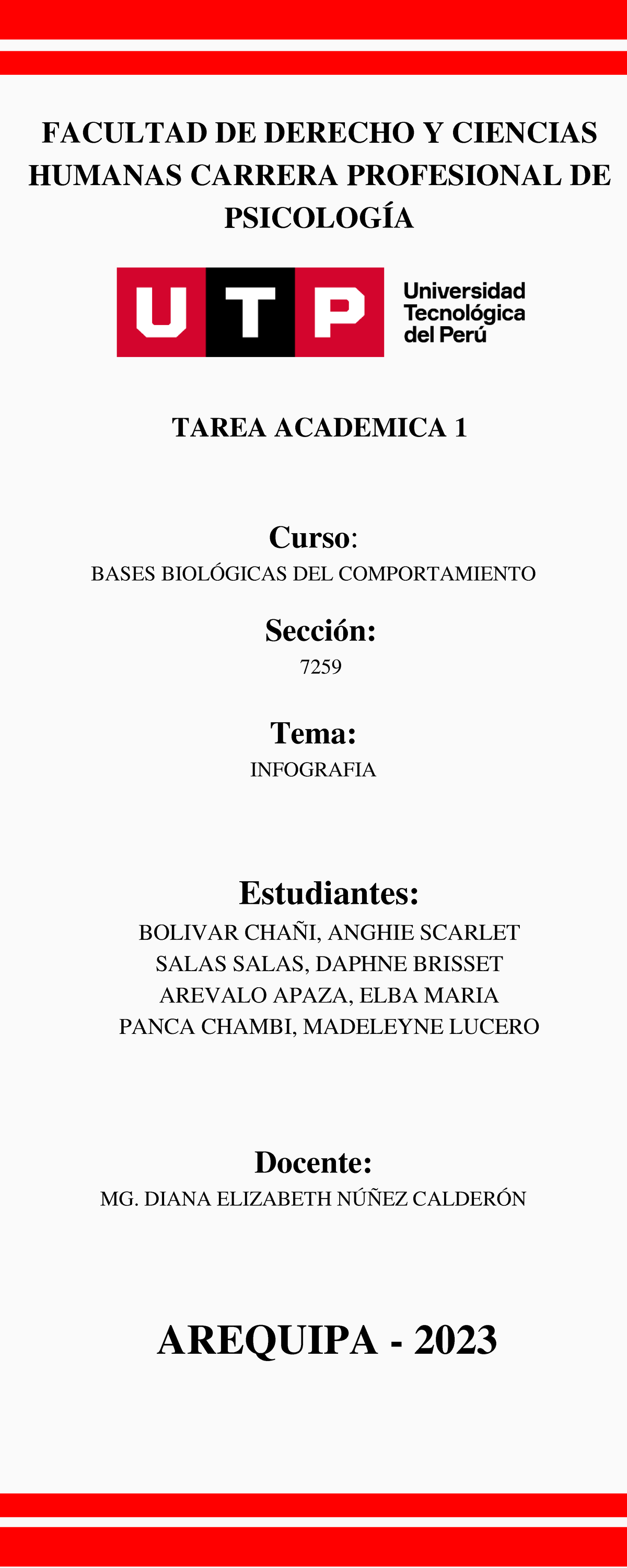 Infografia TA1 - FACULTAD DE DERECHO Y CIENCIAS HUMANAS CARRERA PROFESIONAL DE PSICOLOGÍA Curso ...